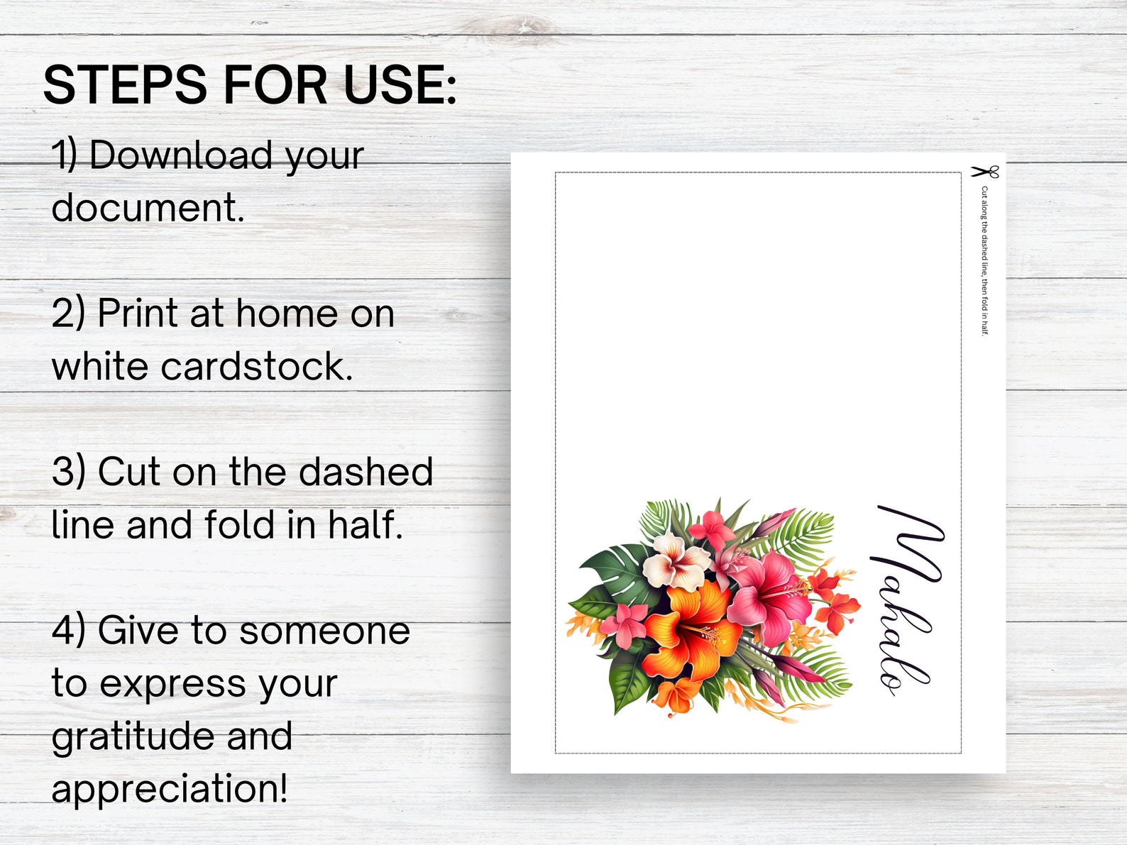 Printable Greeting Card Mahalo Hawaiian Greeting Card Thank You Card ...
