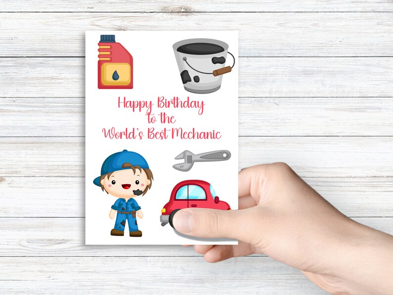 Mechanic Birthday Card for Him Printable Birthday Card for Mechanic ...
