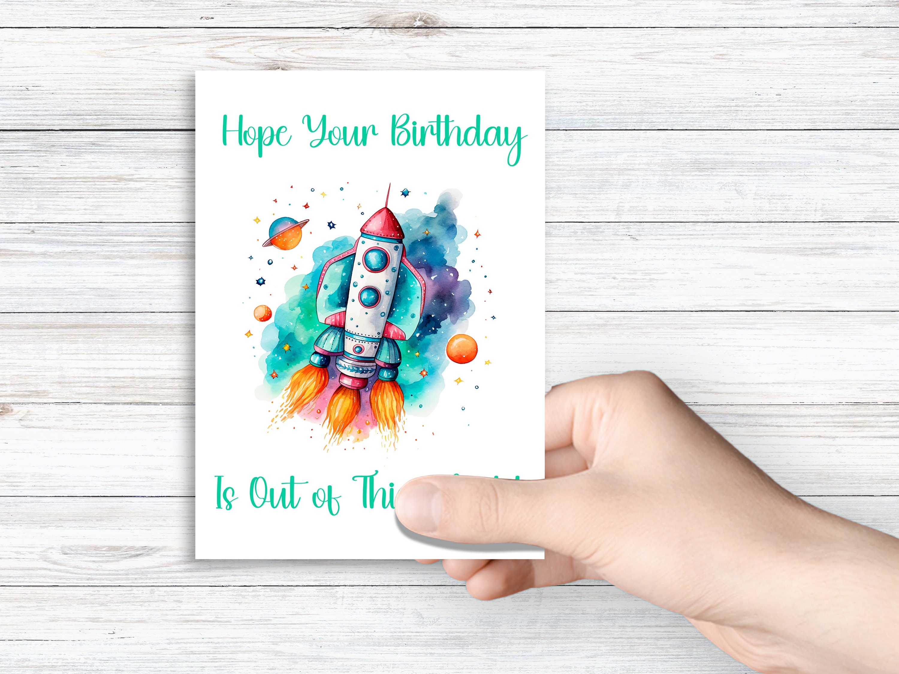 Printable Birthday Card for Kid Space Ship Birthday Card for Boy ...