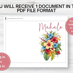 Printable Greeting Card Mahalo Hawaiian Greeting Card Thank You Card ...