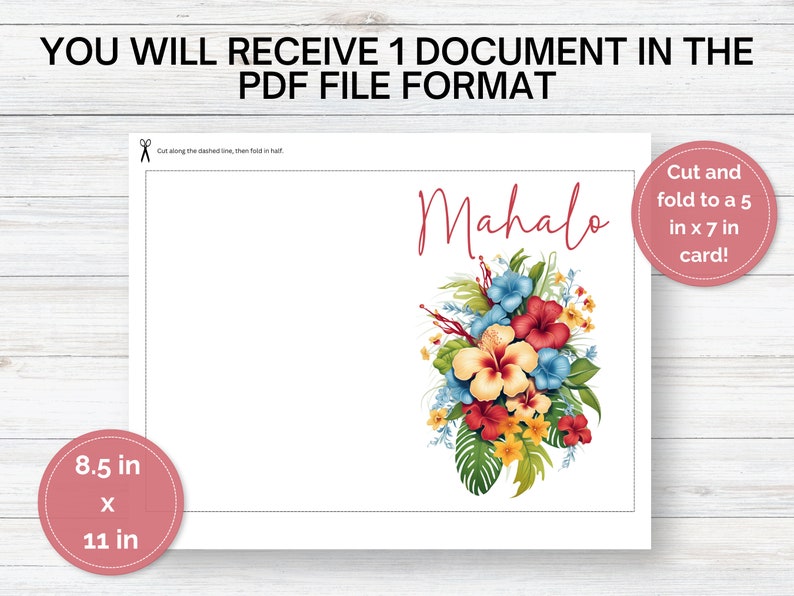 Printable Greeting Card Mahalo Hawaiian Greeting Card Thank You Card ...