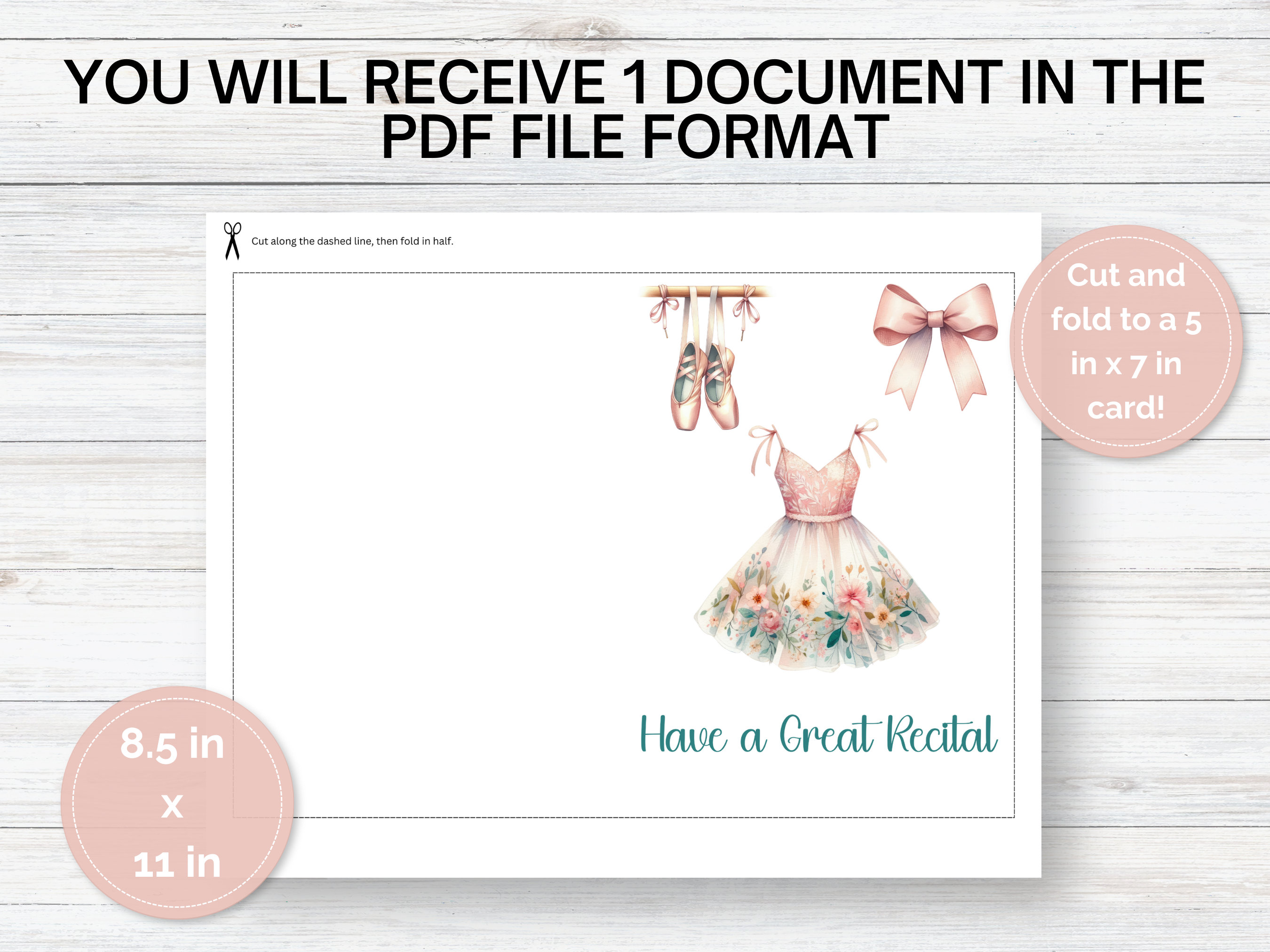 Printable Ballet Recital Card for Dancer Greeting Card for Ballerina ...