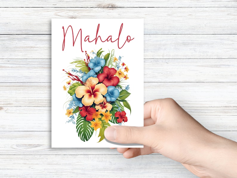 Printable Greeting Card Mahalo Hawaiian Greeting Card Thank You Card ...