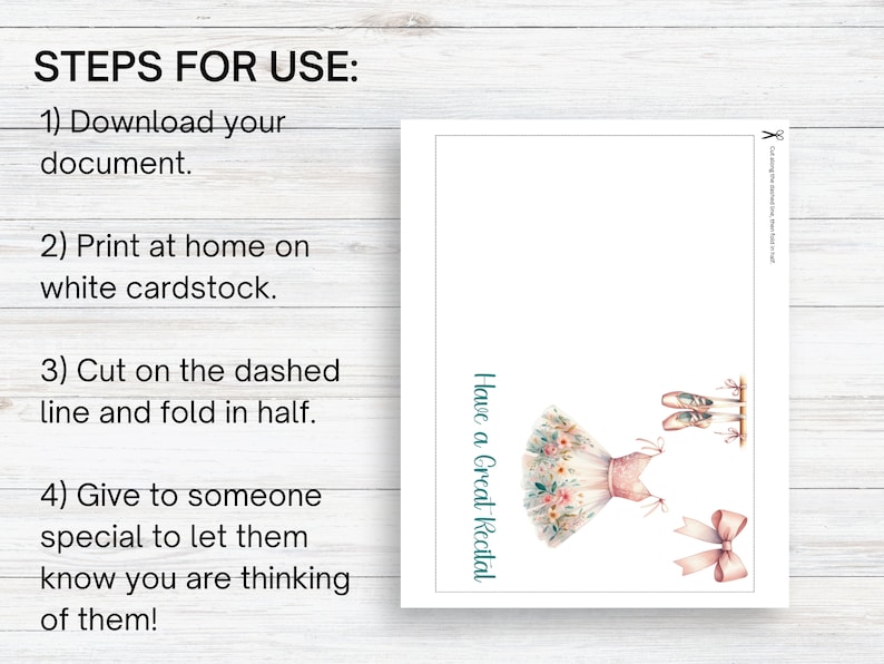Printable Ballet Recital Card for Dancer Greeting Card for Ballerina ...