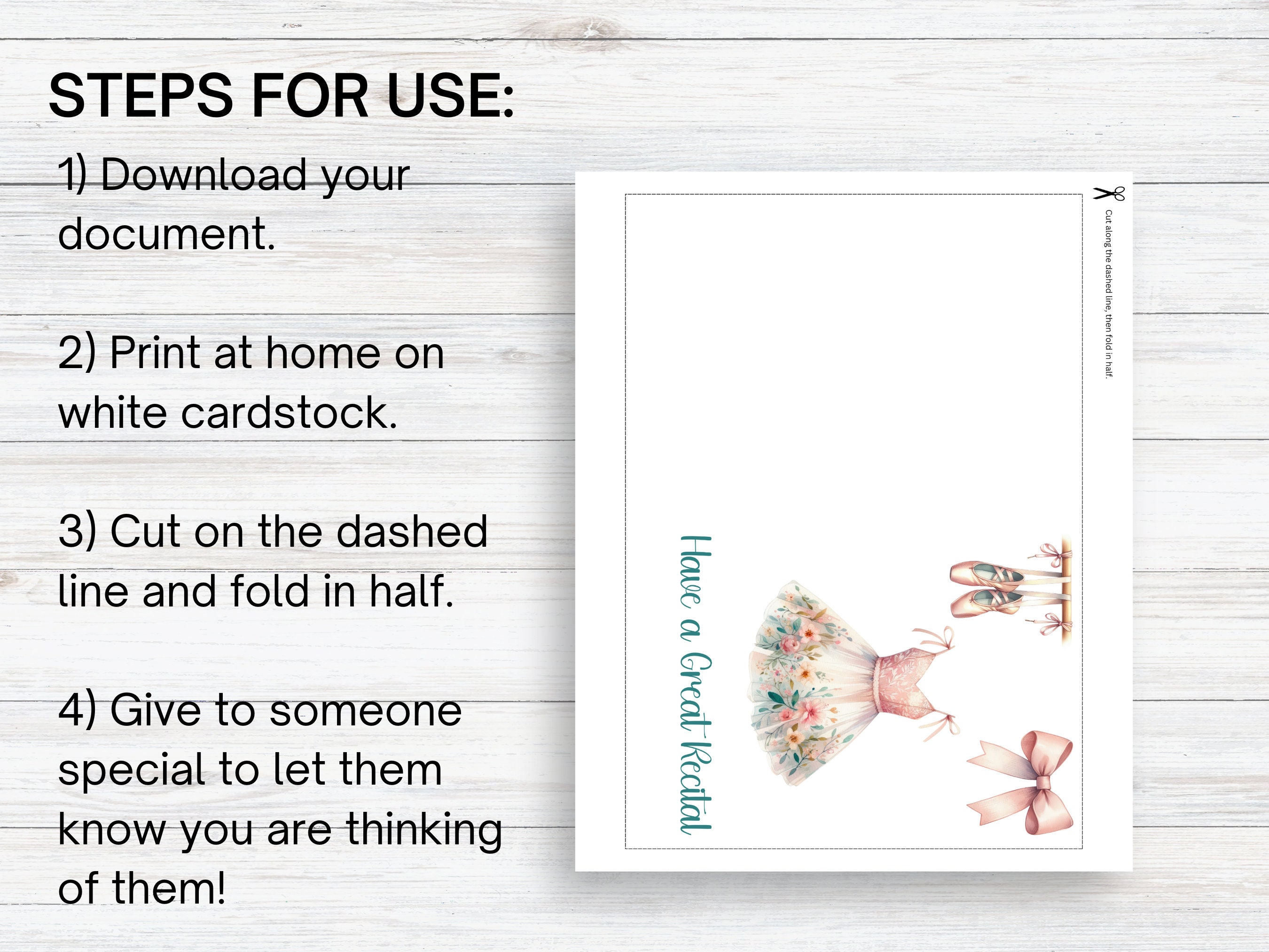 Printable Ballet Recital Card for Dancer Greeting Card for Ballerina ...