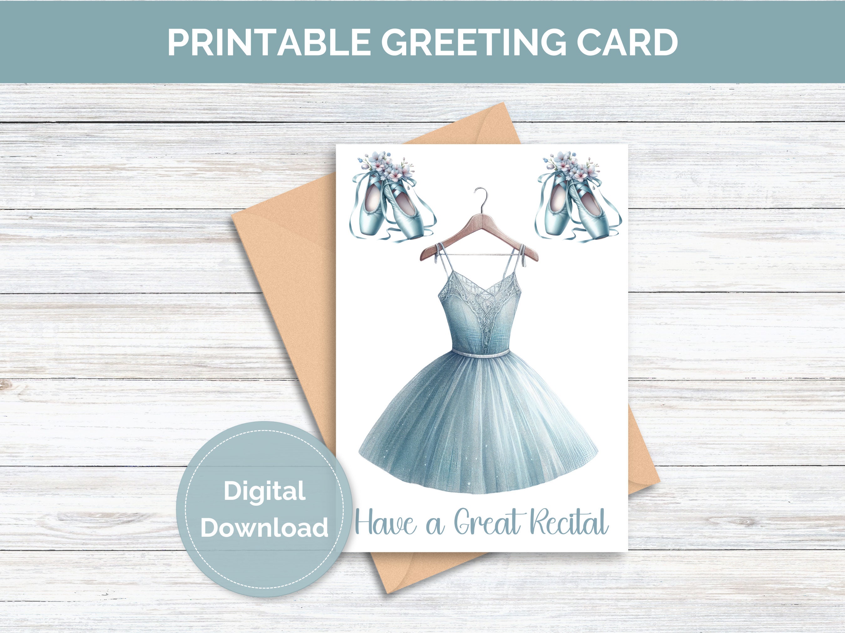 Printable Recital Card for Ballerina Greeting Card for Ballet Dancer ...