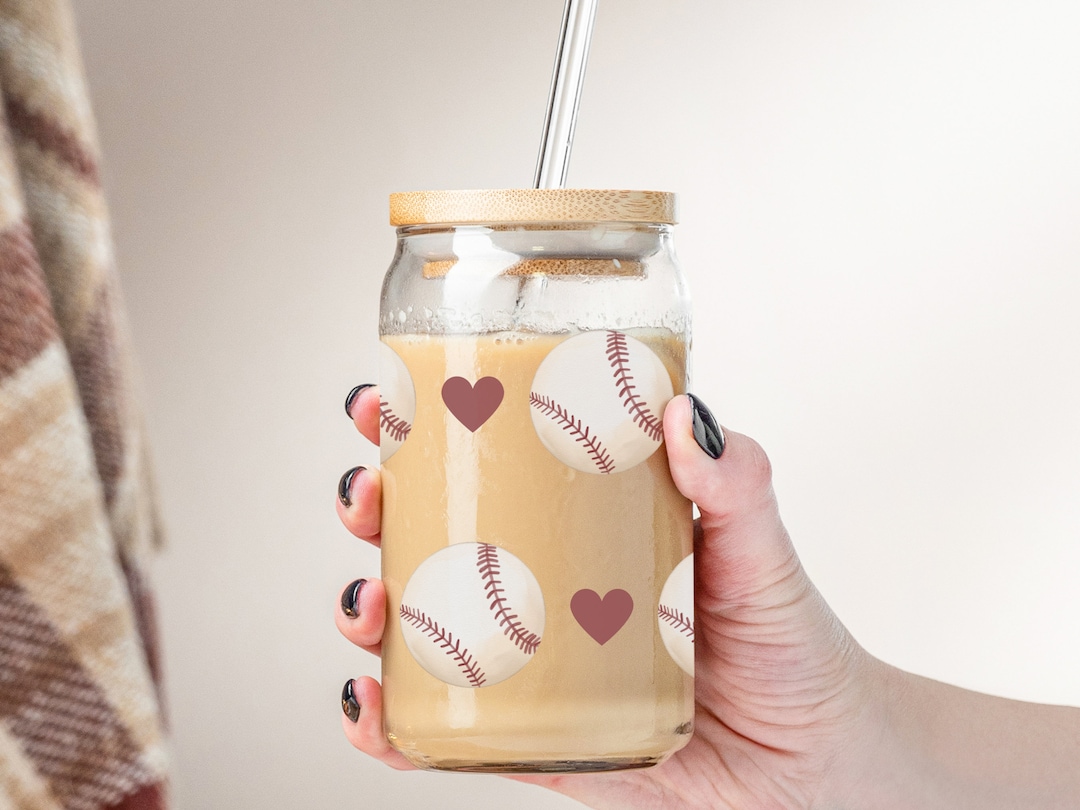 Baseball Glass Can Gift for Baseball Player Glass Cup for Baseball ...