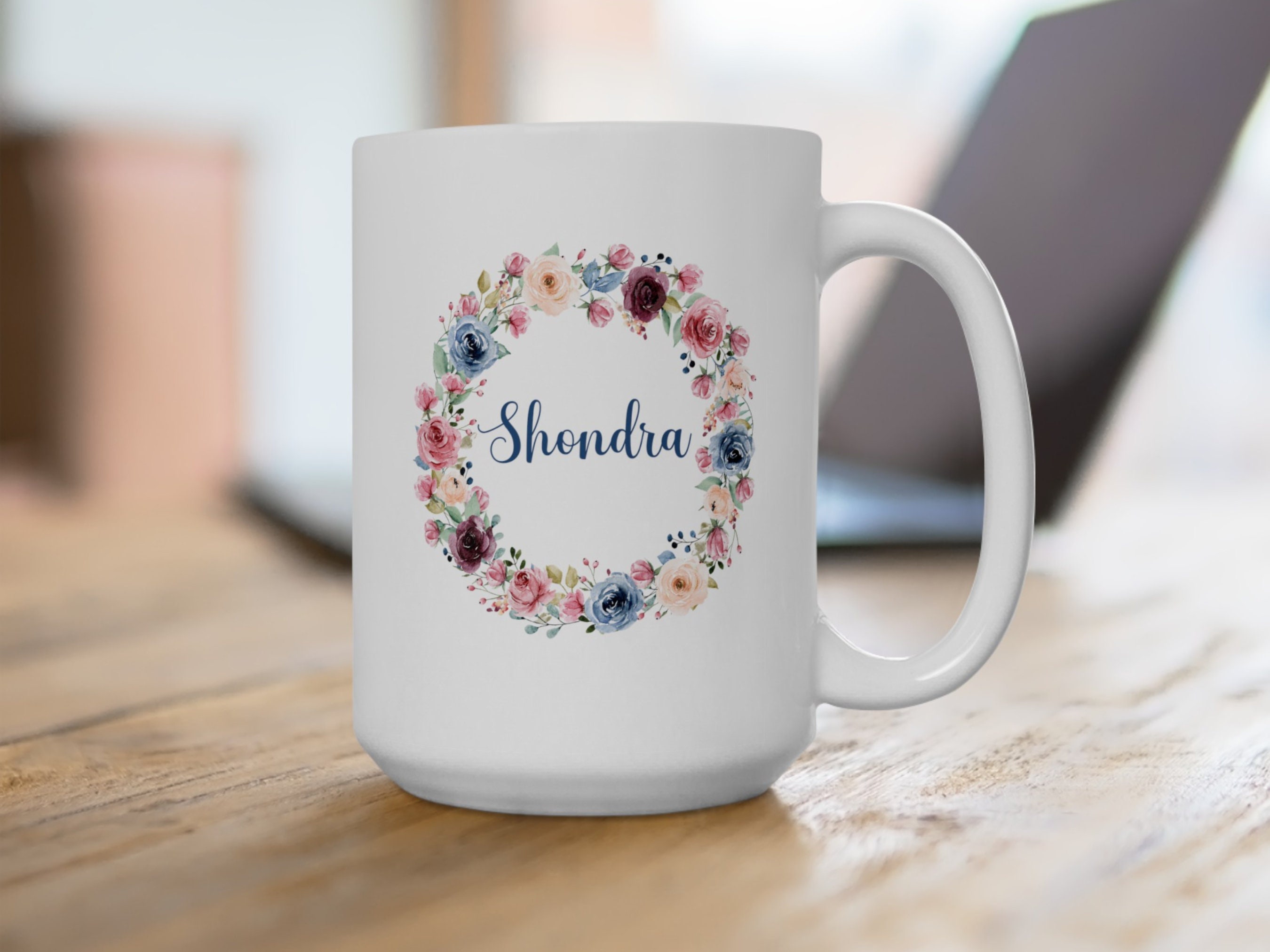 Personalized Floral Mug for Her Custom Name Mug for Girl Floral Coffee ...