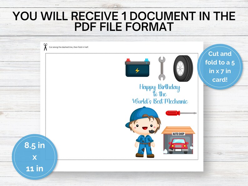Mechanic Birthday Card for Him Printable Birthday Card for Mechanic ...