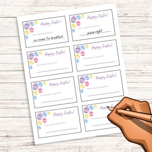 Printable Blank Easter Coupons for Kids Easter Egg Fillers Kids Rewards ...