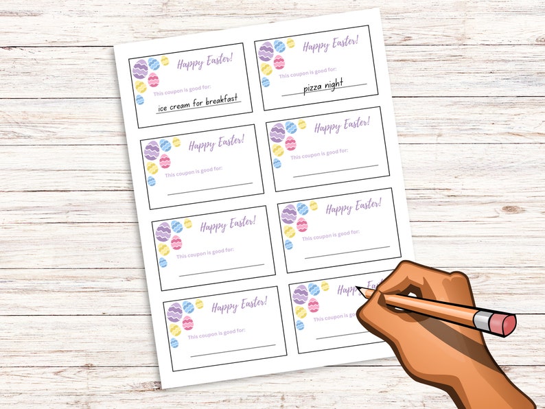 Printable Blank Easter Coupons for Kids Easter Egg Fillers Kids Rewards ...