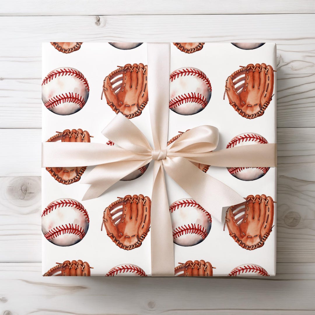 Baseball Themed Wrapping Paper Baseball Gift Wrap for Birthday Party ...