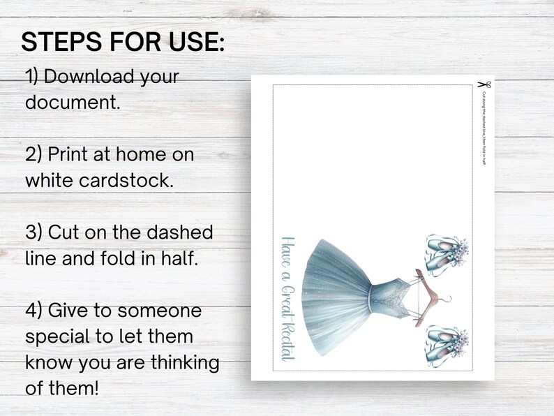Printable Recital Card for Ballerina Greeting Card for Ballet Dancer ...