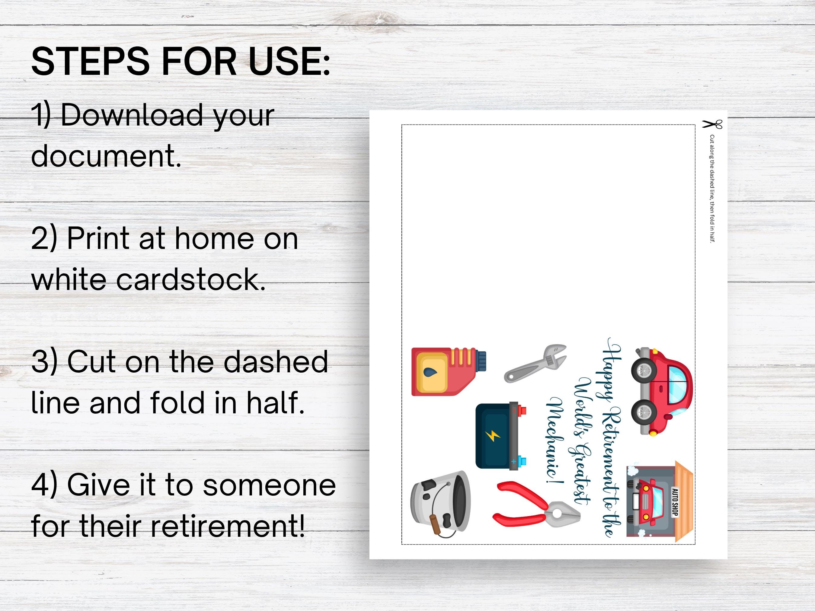 Printable Mechanic Retirement Card Printable Card for Mechanic ...