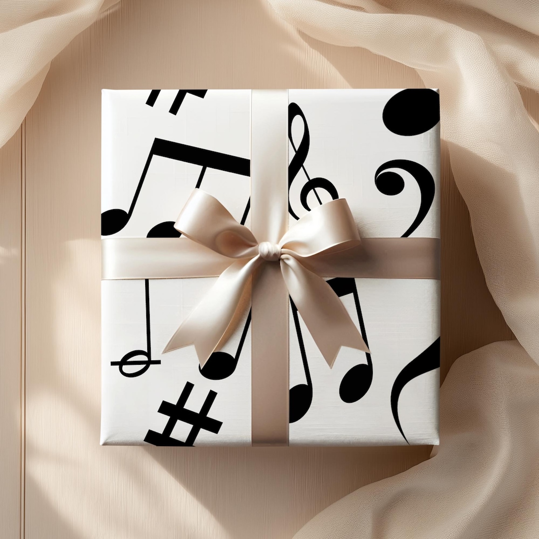 Music Note Wrapping Paper Music Note Gift Wrap Musician Birthday ...