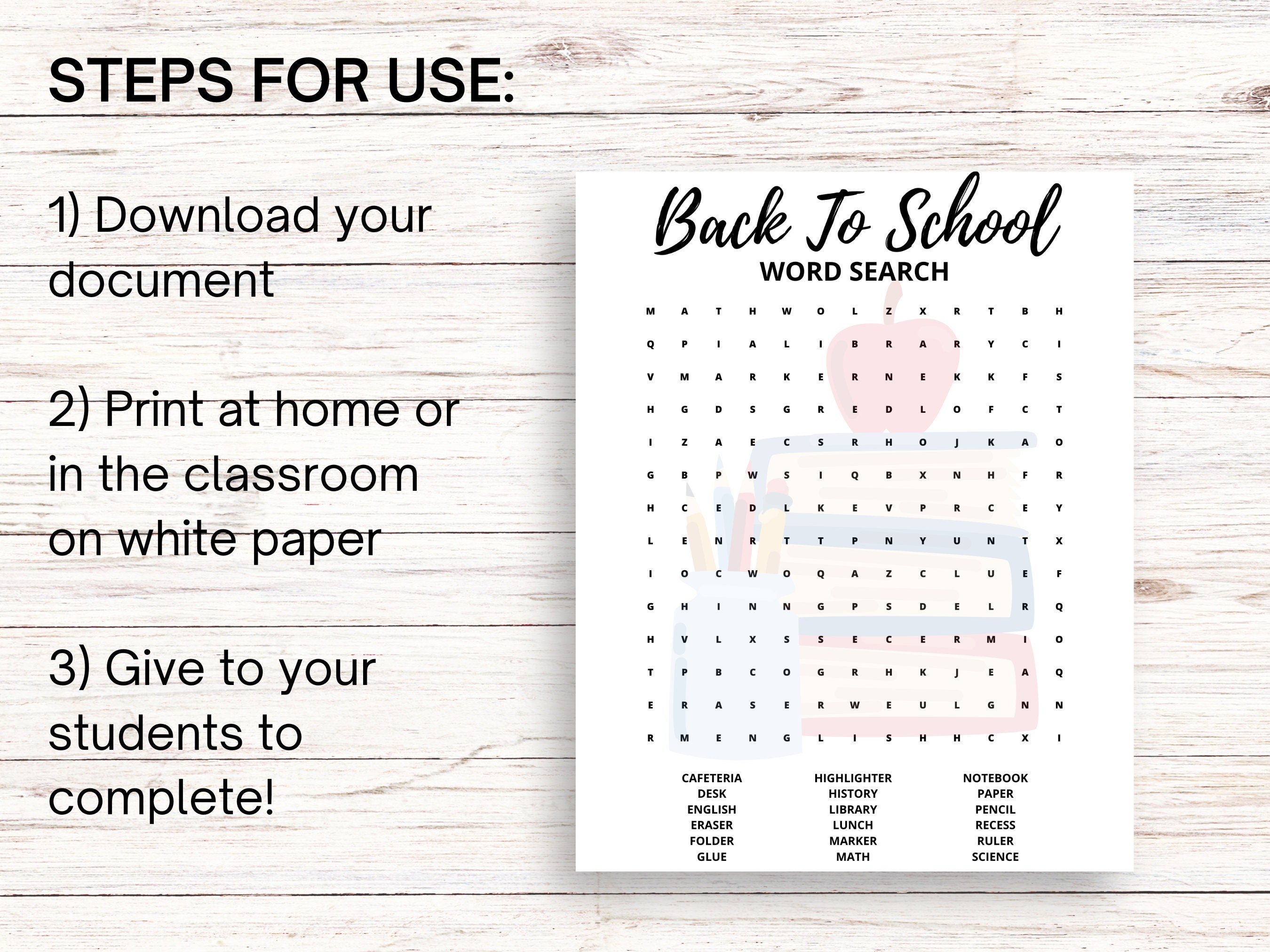 Printable Back to School Word Search Printable Classroom Activity for ...
