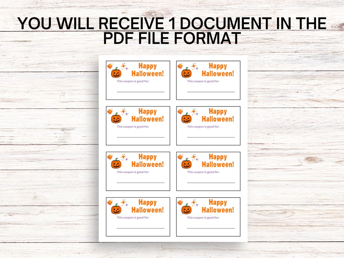 Printable Blank Halloween Coupons for Kid Halloween Gift for Kid ...
