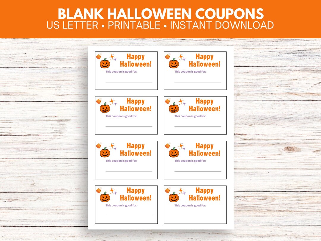 Printable Blank Halloween Coupons for Kid Halloween Gift for Kid ...