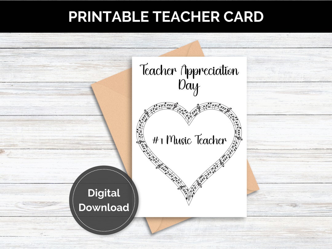 Printable Card for Music Teacher Appreciation Card Printable Teacher ...