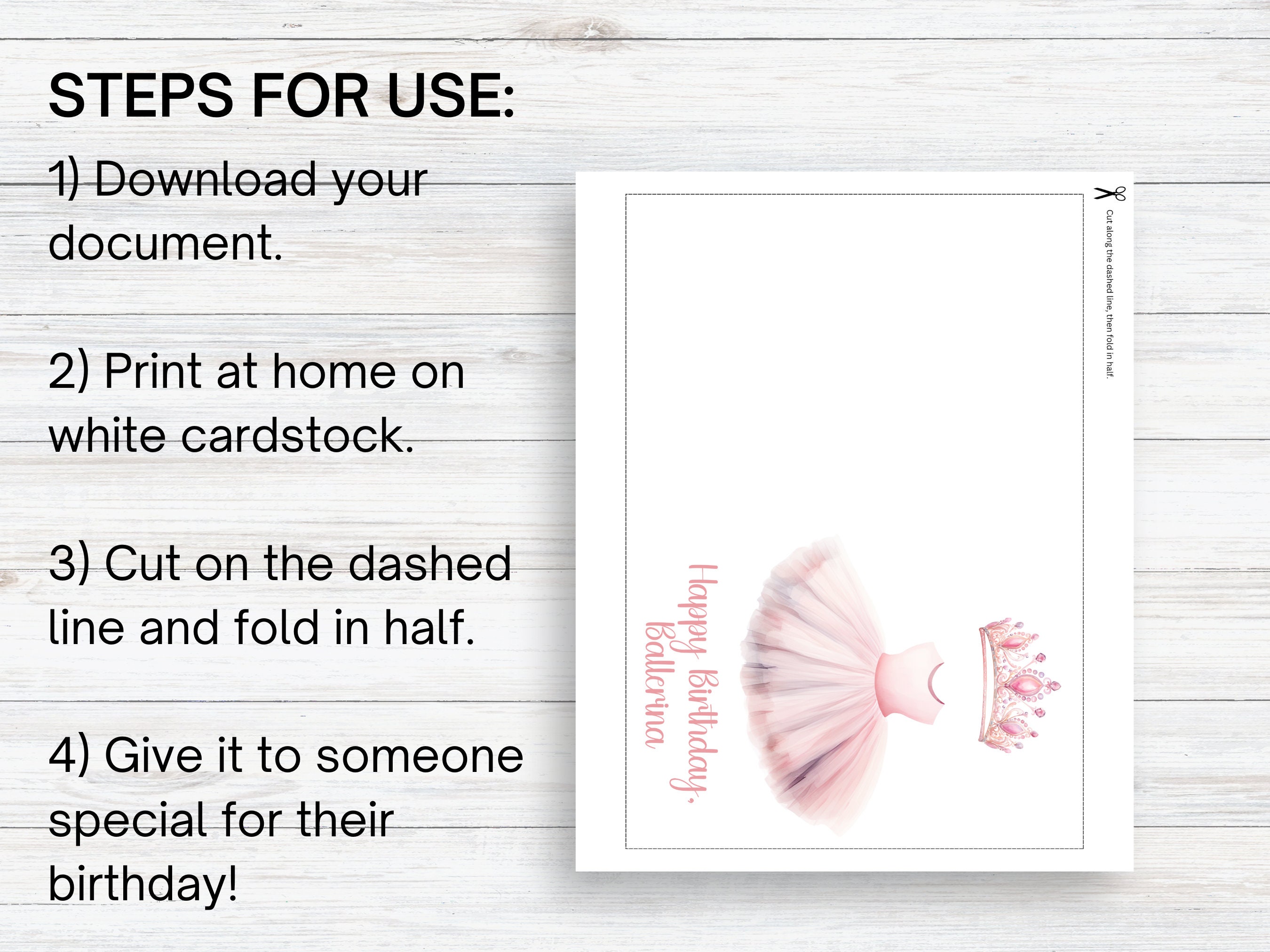 Printable Ballet Birthday Card Printable Ballerina Birthday Card for ...