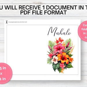 Printable Greeting Card Mahalo Hawaiian Greeting Card Thank You Card ...