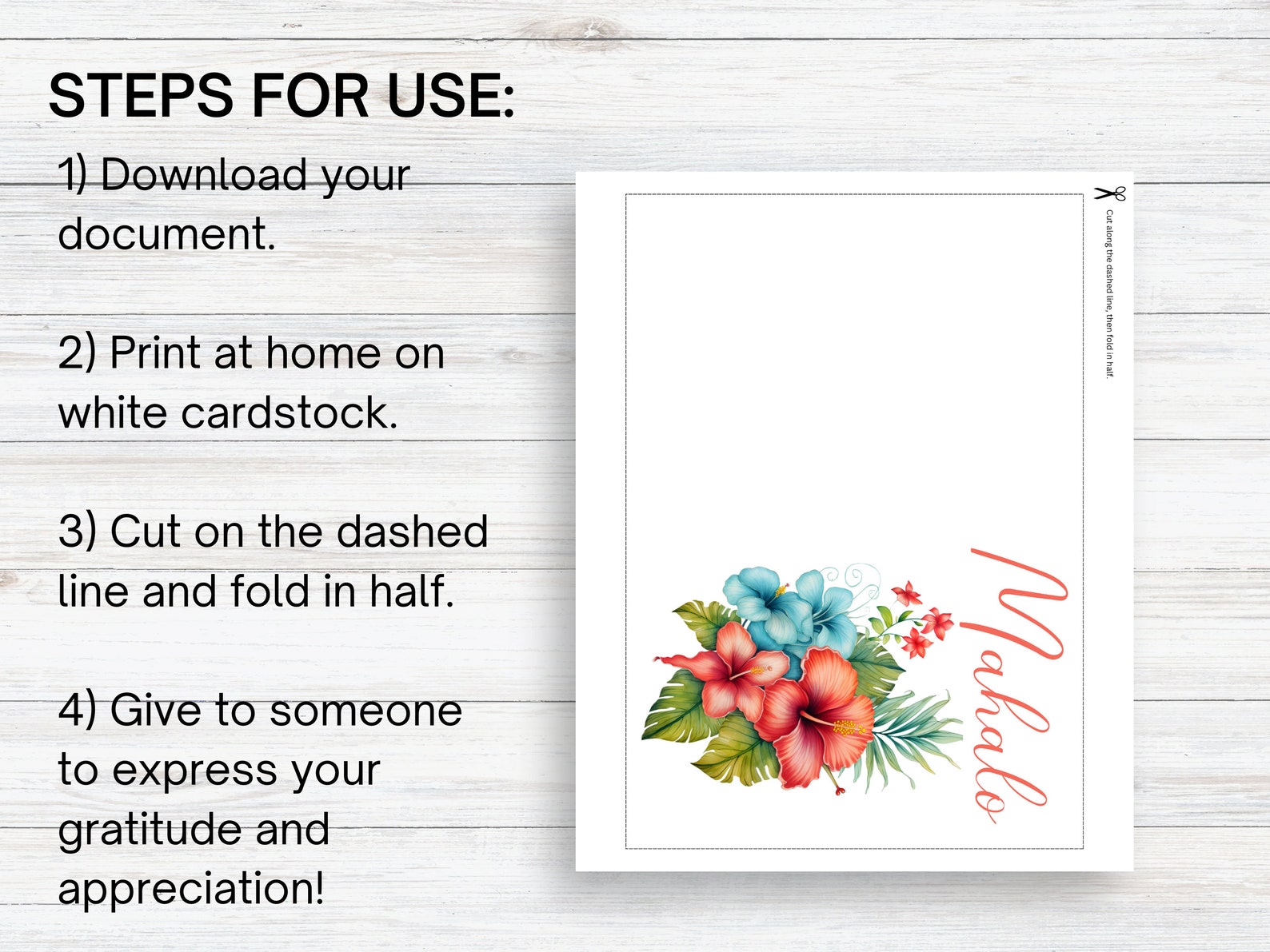 Printable Greeting Card Mahalo Hawaiian Greeting Card Thank You Card ...