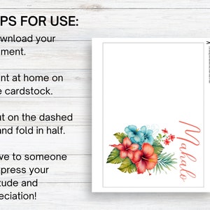 Printable Greeting Card Mahalo Hawaiian Greeting Card Thank You Card ...
