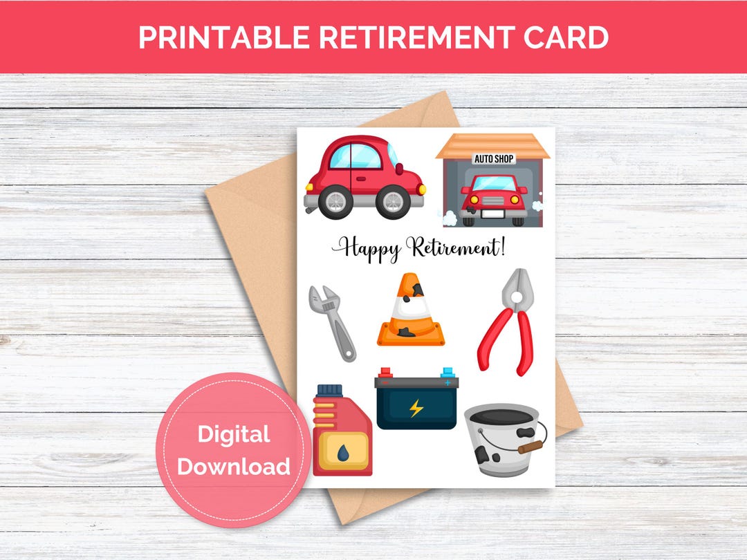 Printable Mechanic Retirement Card Printable Card for Mechanic ...