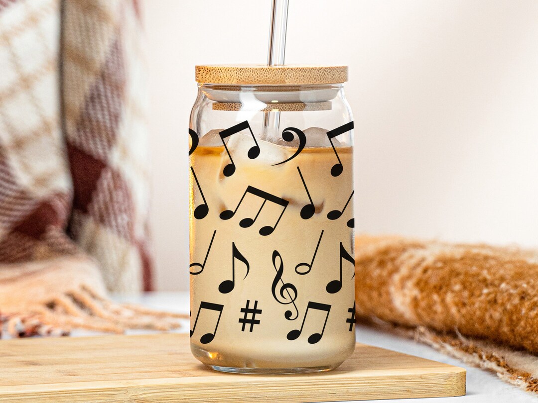 Music Note Glass Can Gift for Music Teacher Appreciation Glass Cup for ...