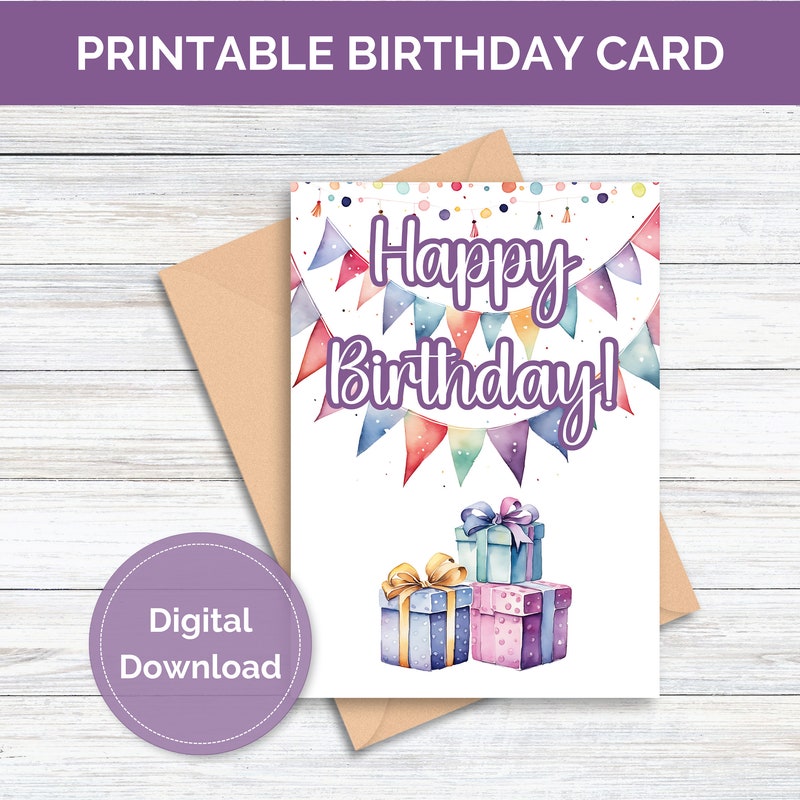 Birthday Card Purple - Etsy