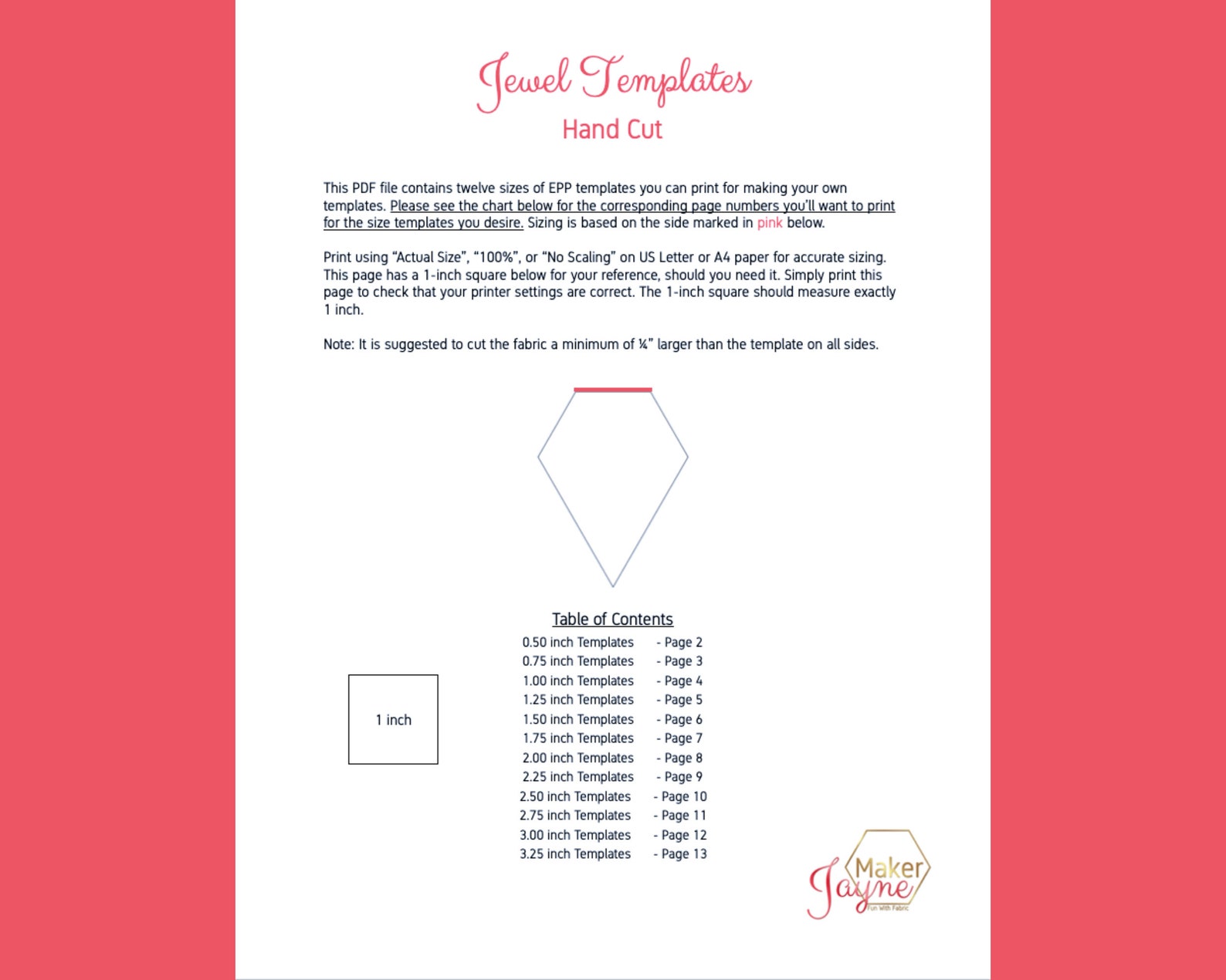 12 Sizes Printable EPP Templates PDF Instant Download Jewel Shape - Etsy