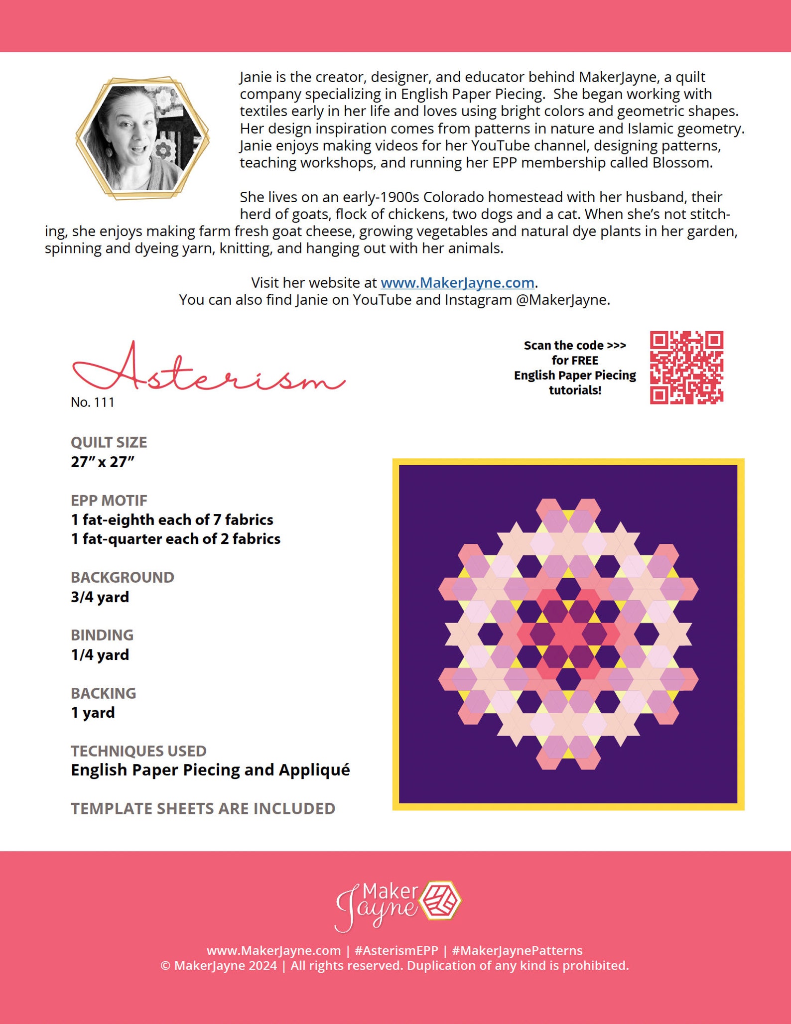 Digital EPP Pattern - Asterism Quilt Pattern - English Paper Piecing ...