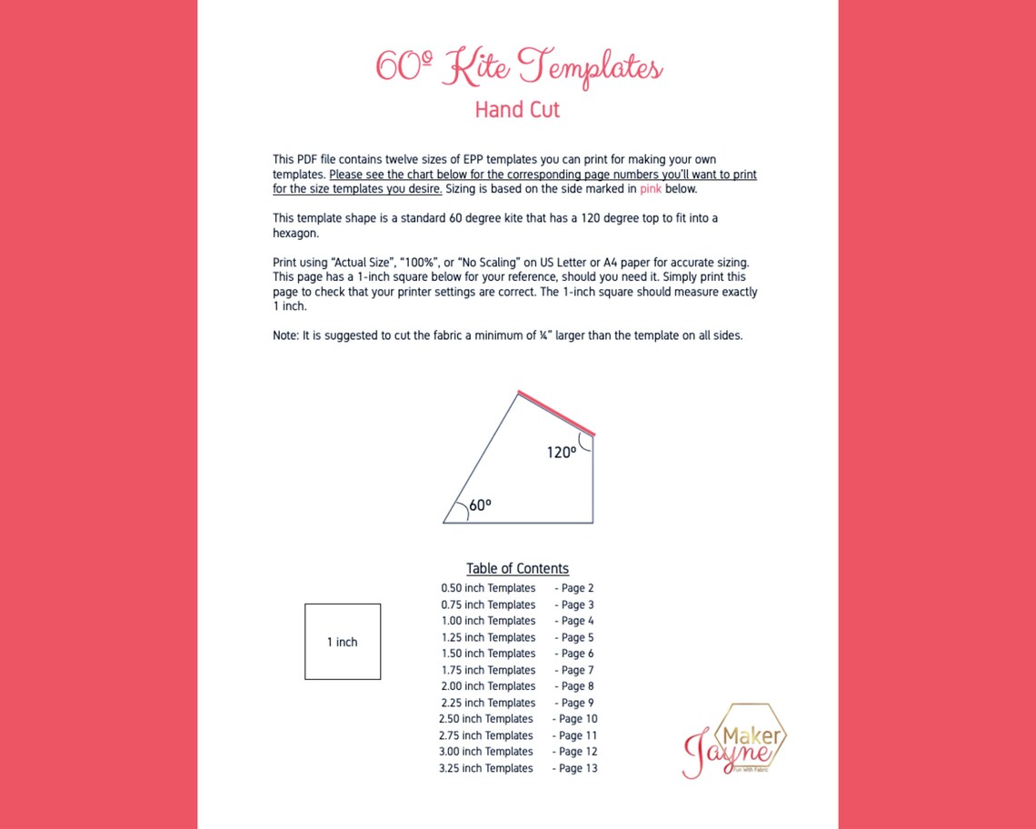 12 Sizes Printable EPP Templates PDF Instant Download 60 - Etsy