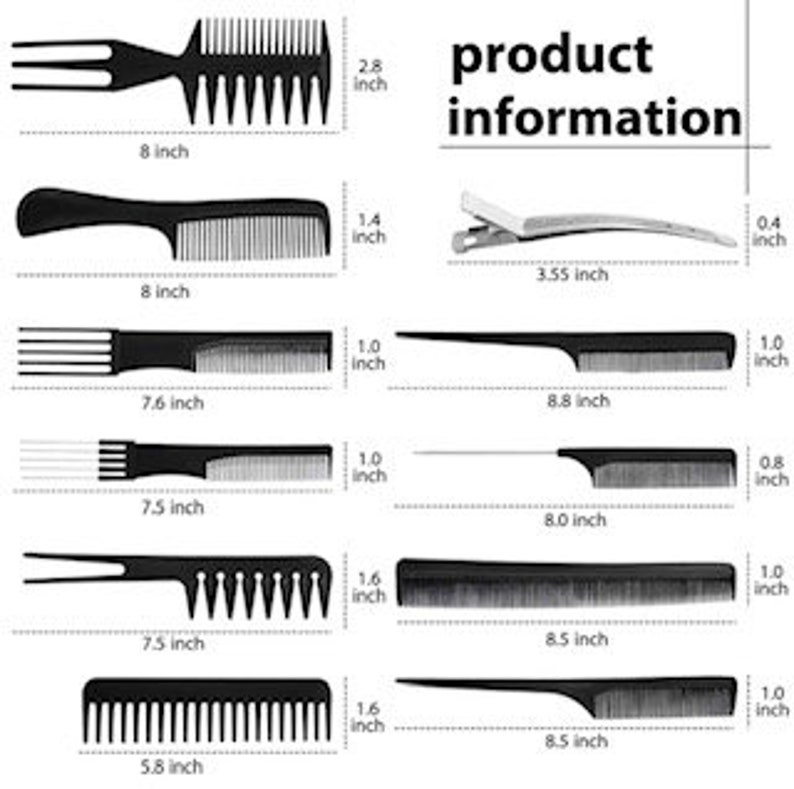 10 Piece Comb Set for Textured Hair - Etsy