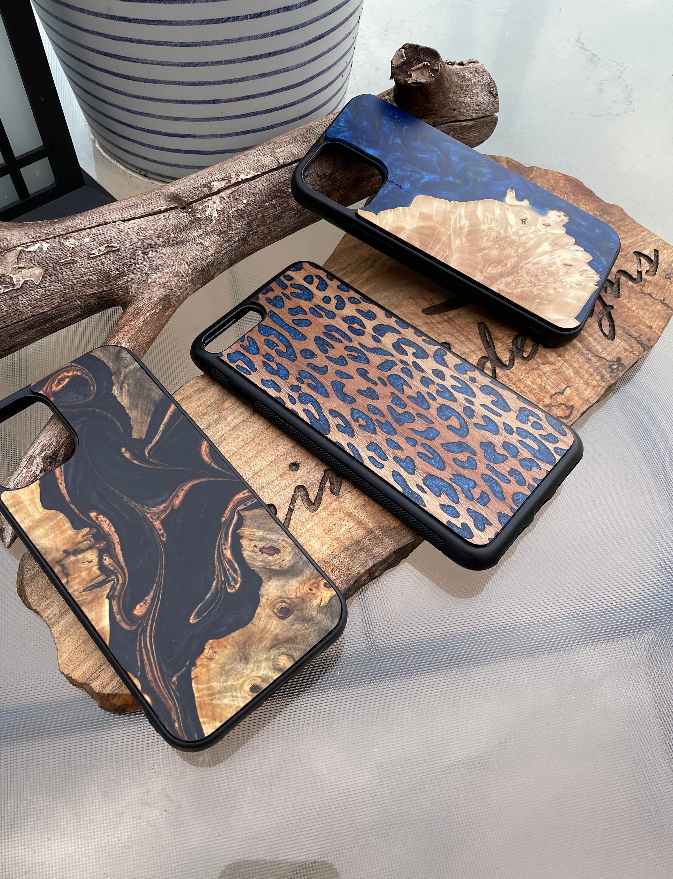 Custom Handmade Resin and Wood Live Edge Phone Case for Iphone - Etsy