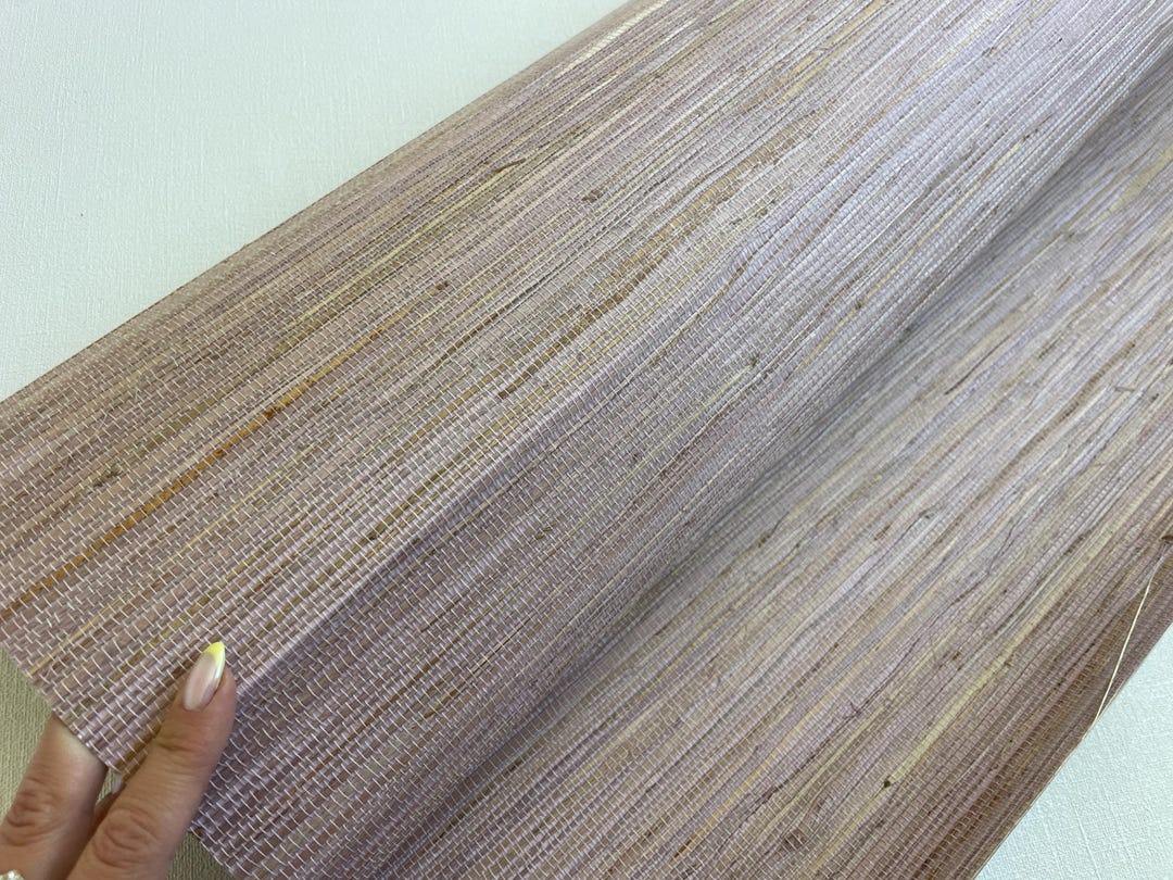 Natural Grasscloth Hemp Wallpaper With Gray and Pink-purple Hue 41036 ...