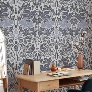 Rabbits and Birds Wallpaper, William Morris Wallpaper, Traditional ...