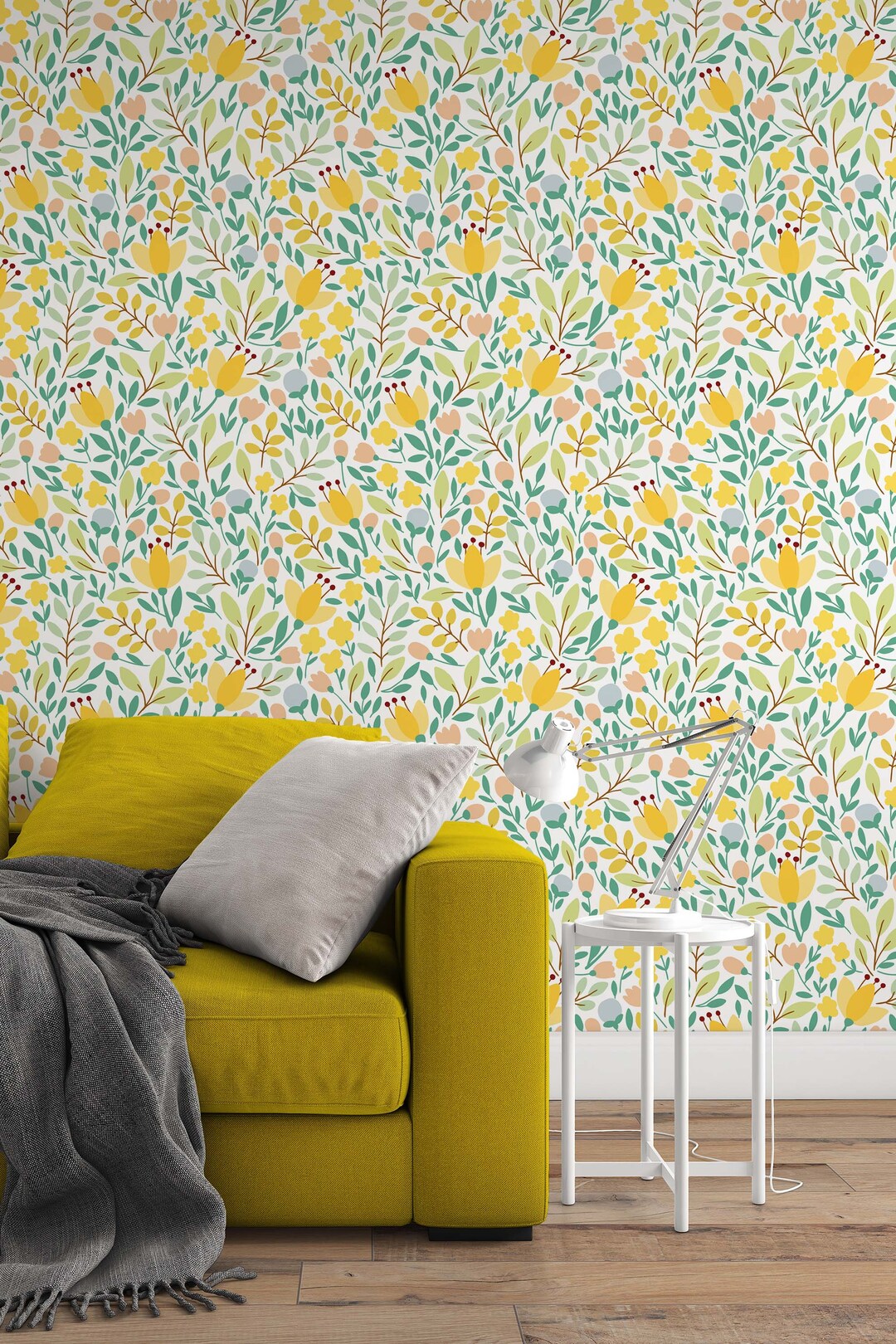 Spring Floral Peel and Stick Wallpaper, Removable Accent Wall - Etsy