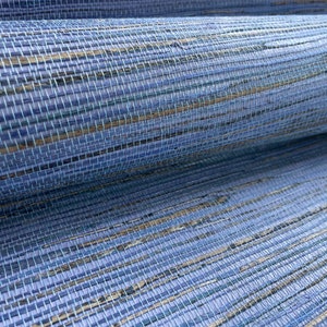 Natural Grasscloth Hemp Wallpaper Painted in Matte Blue Purple Beige ...