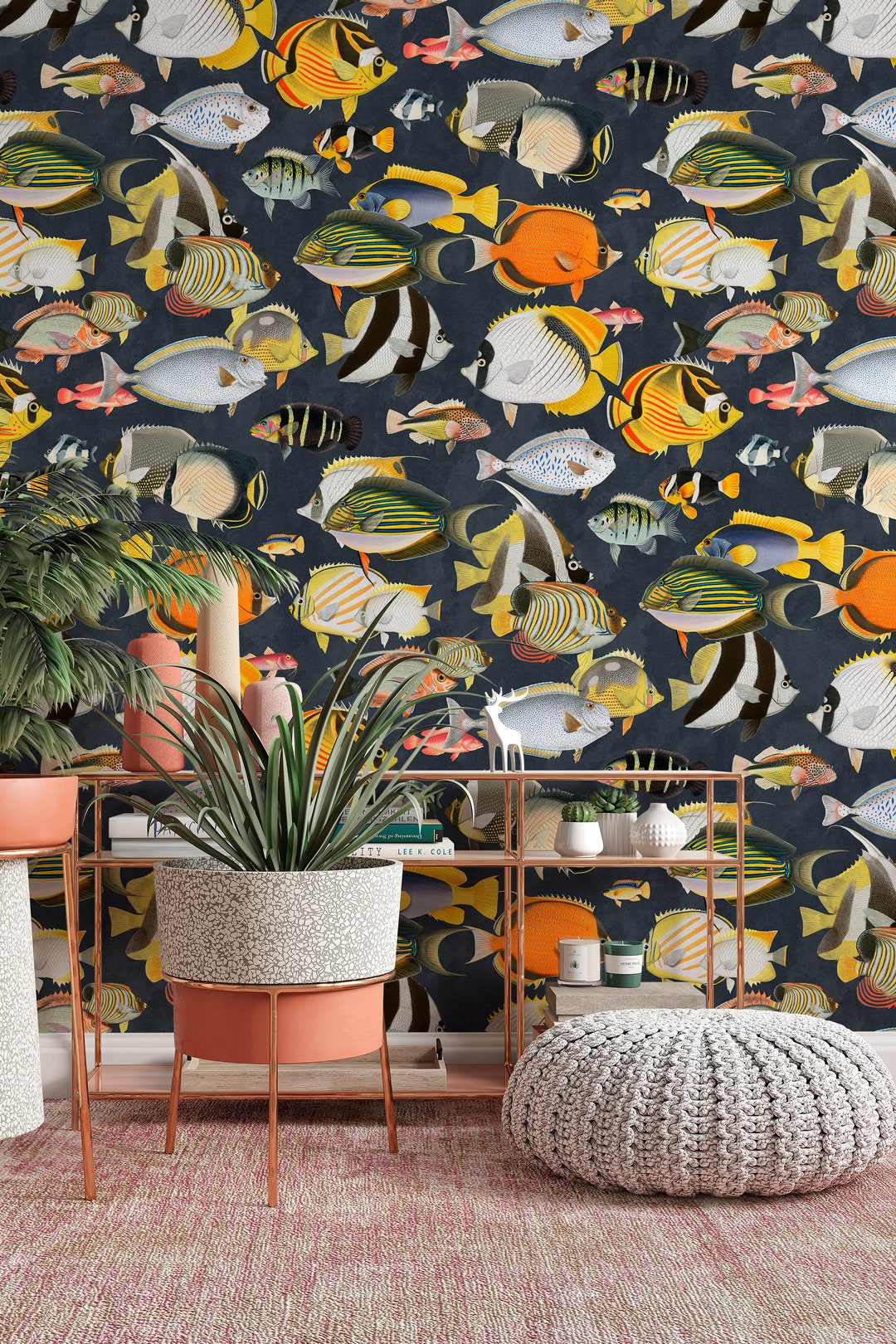 Exotic Fish Wallpaper – Peel and Stick Removable Wallpaper 3207 - Etsy