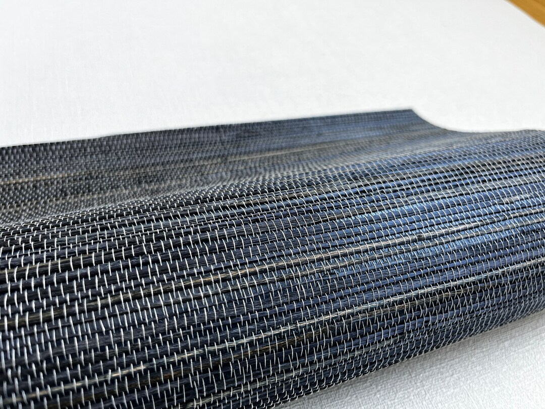 Natural Hemp Grasscloth Dark Graphite Blue Wallpaper Painted in Matte ...