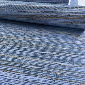Natural Grasscloth Hemp Wallpaper Painted in Matte Blue Purple Beige ...