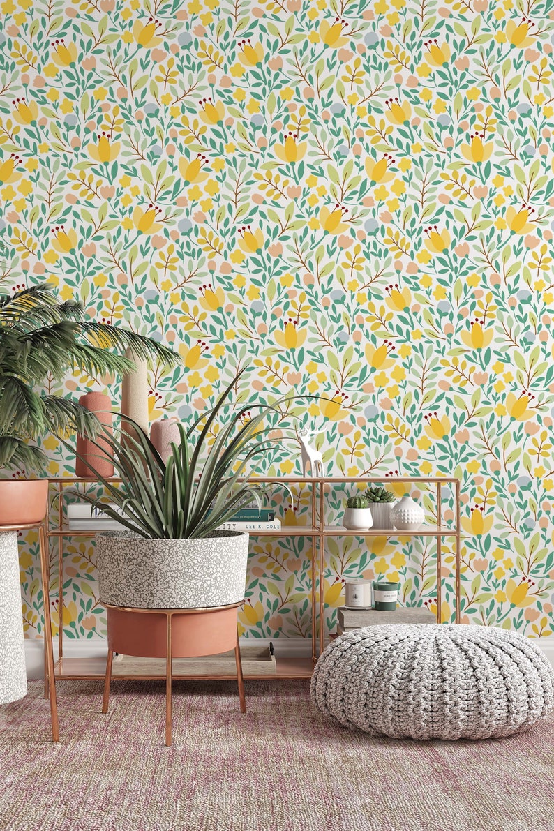 Spring Floral Peel and Stick Wallpaper, Removable Accent Wall - Etsy