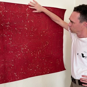 Natural Cork Wallpaper Red Color With Gold Streaks Grasscloth - Etsy