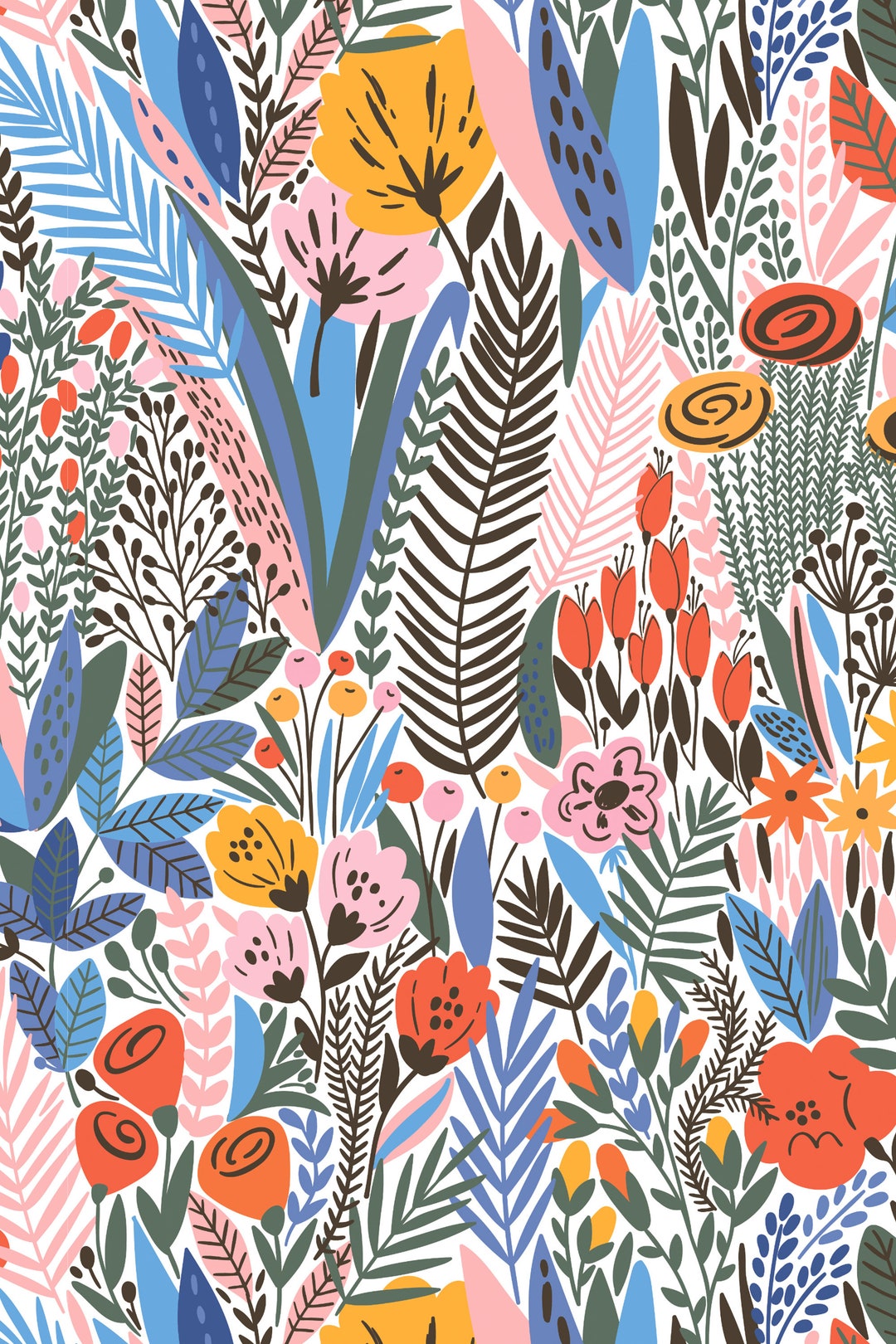 Scandinavian Floral Wallpaper - Removable Peel and Stick - Etsy