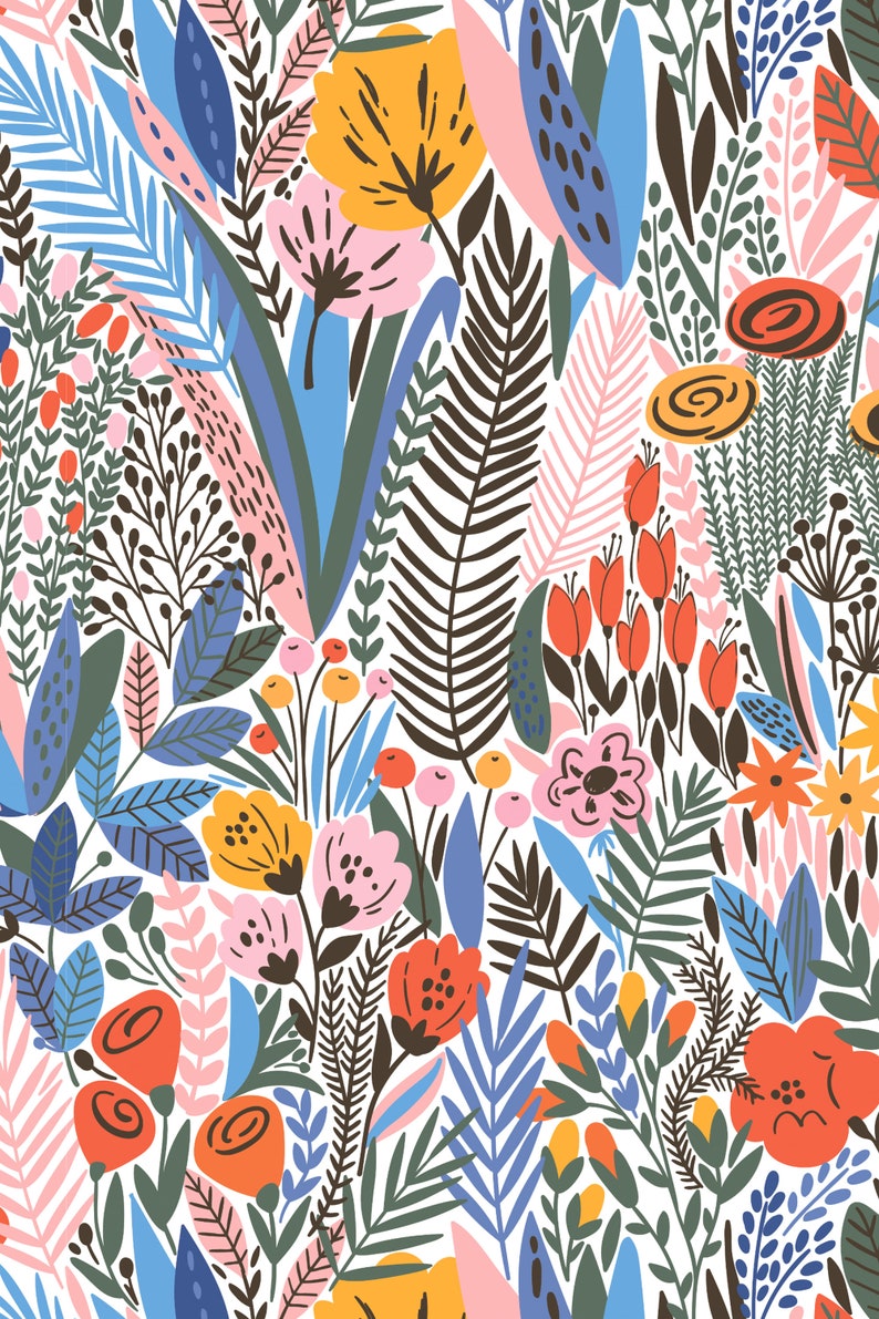 Scandinavian Floral Wallpaper - Removable Peel and Stick - Etsy
