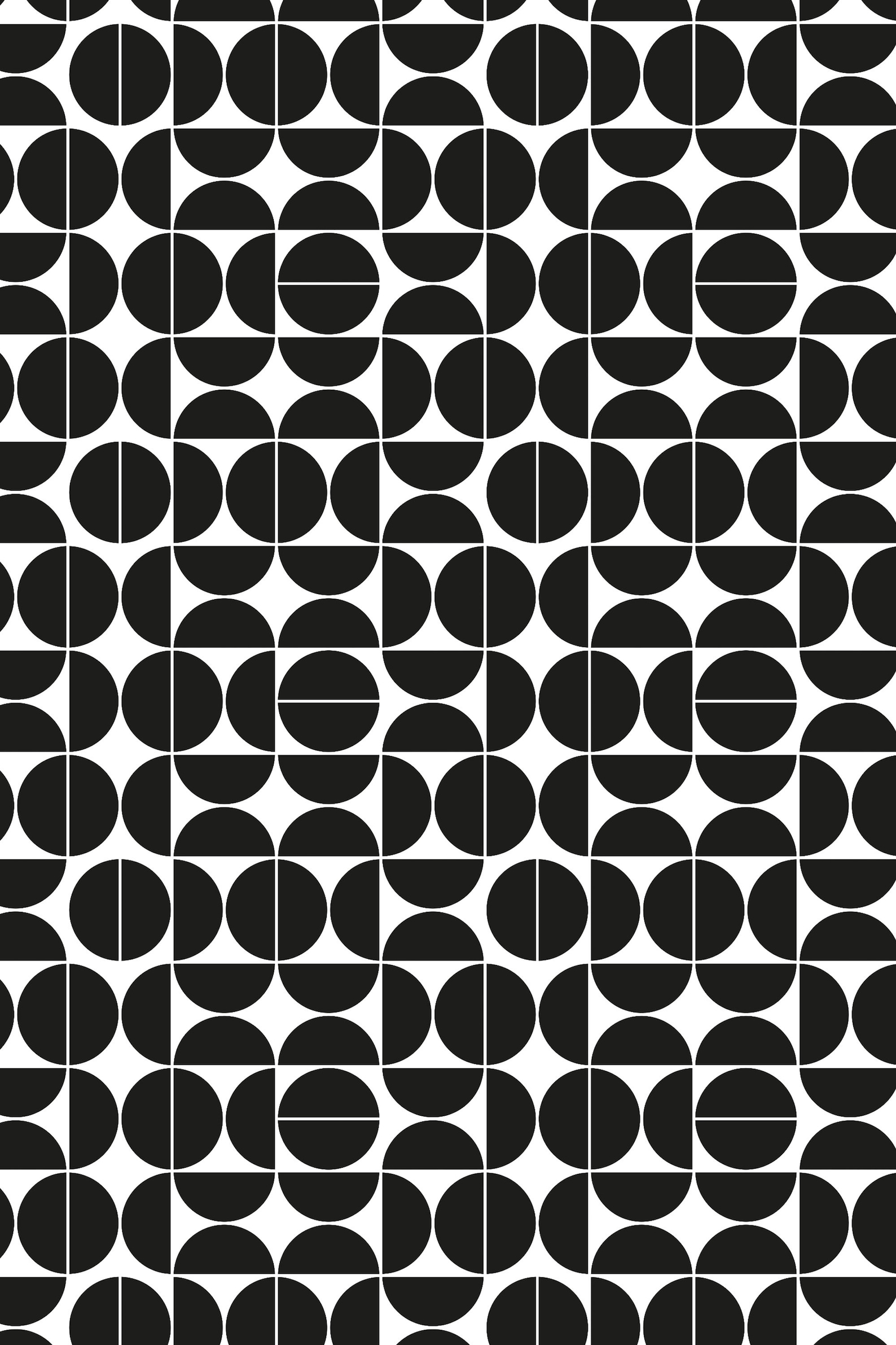 Renter Friendly Black Geometric Wallpaper Circles Moons on a White ...