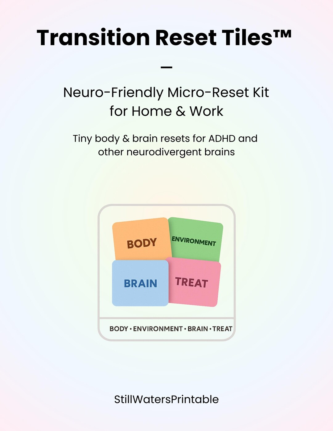 ADHD Neurodivergent Reset Tiles | Visual Transition System (printable ...