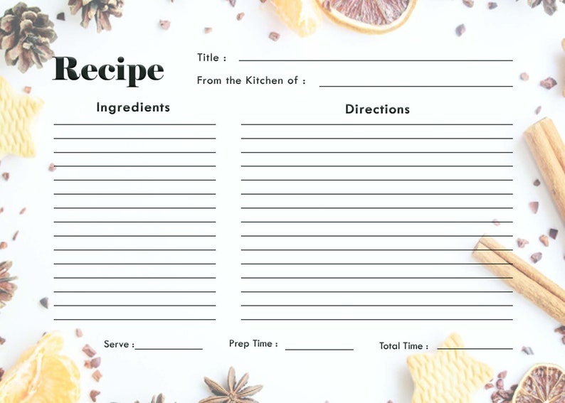 Christmas Recipe Card Printable PDF - Etsy