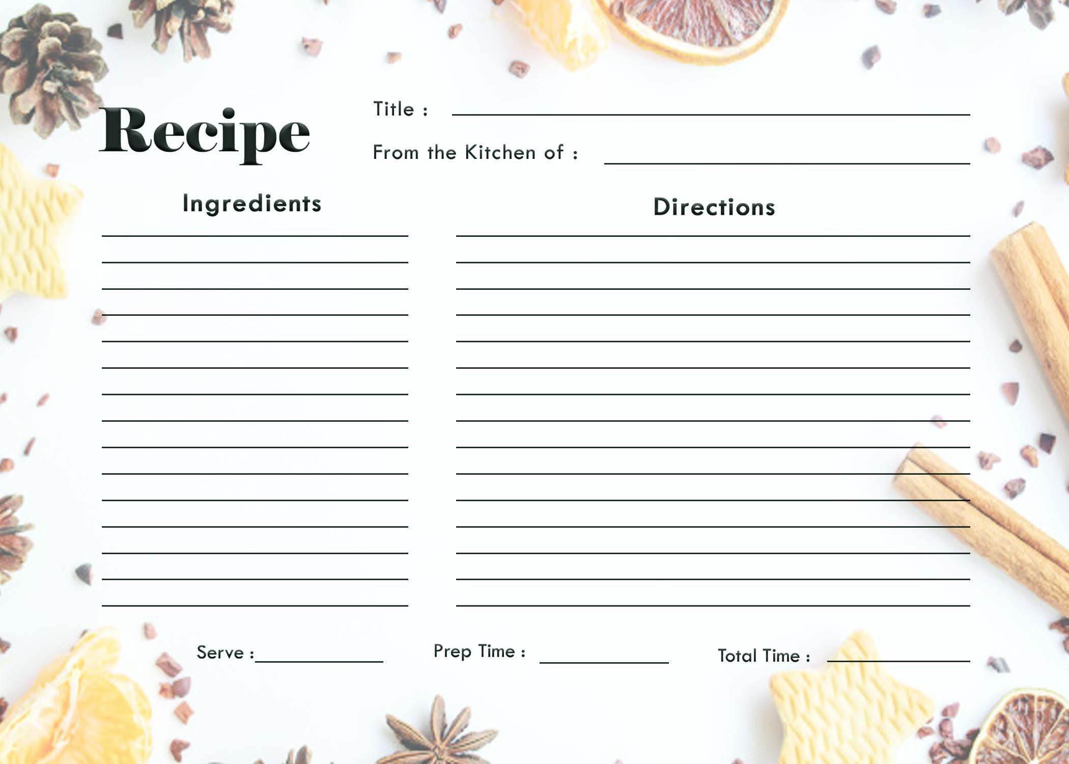 Christmas Recipe Card Printable PDF - Etsy